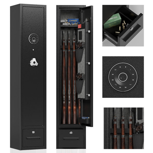 Kaer Gun Safes & Cabinets,Gun Safes for Home Rifle and Pistols,Rifle Gun Safe with Drawer,Gun ...